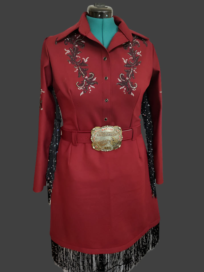 Crimson chic- Fashion Forward Blouse and Skirt – Fancy Cowgirl Designs